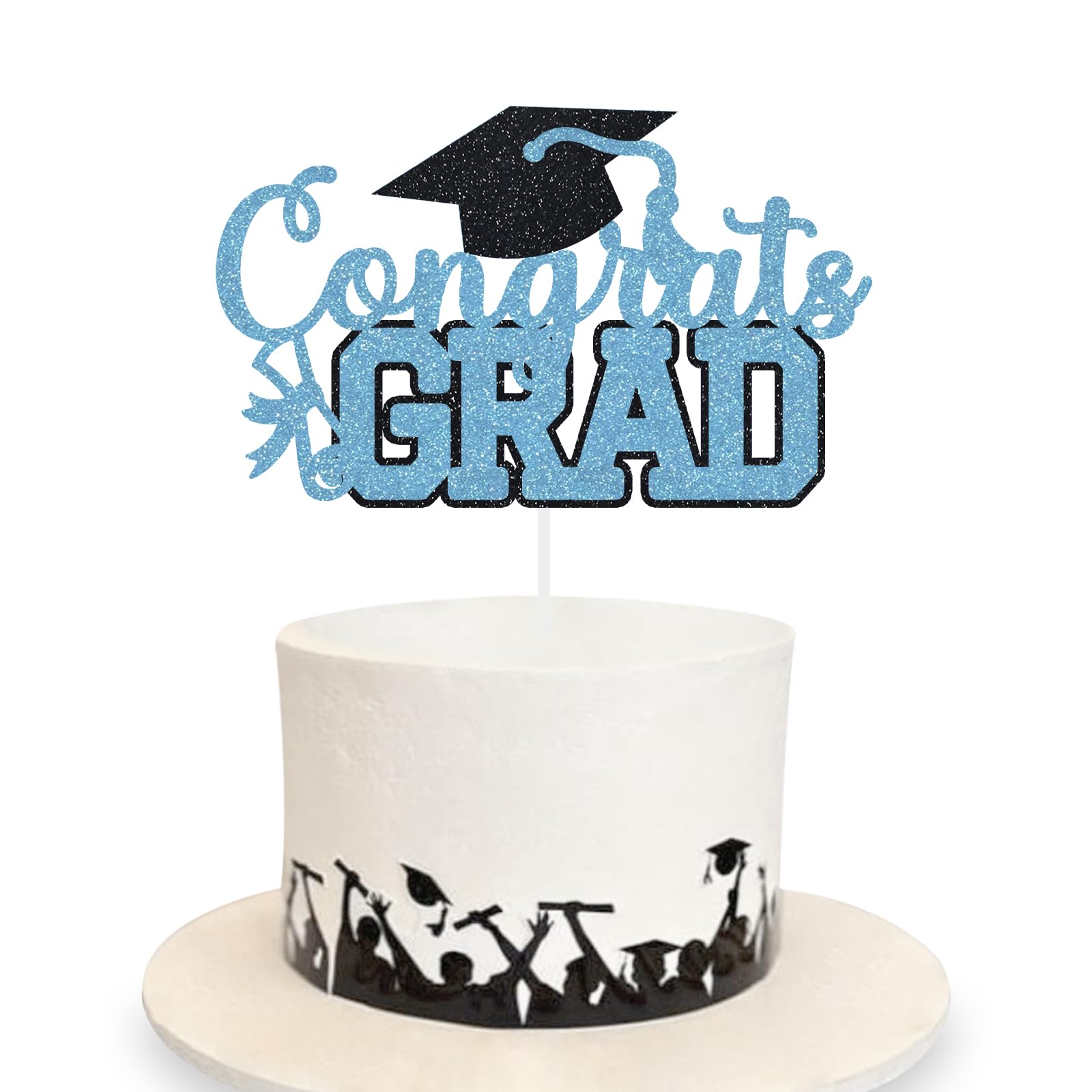 Congrats Grad Cake Topper Graduation Party Table Ideas Glitter Junior ...