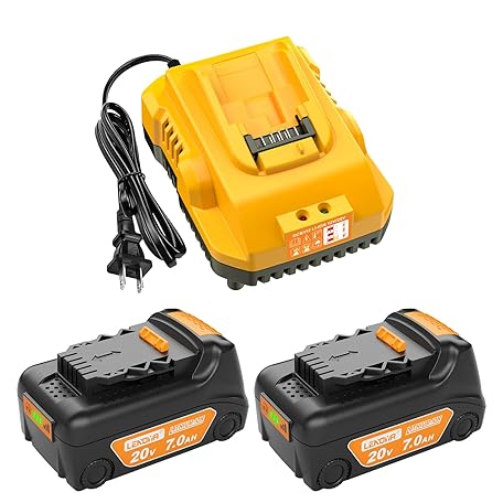 Mua Lenoya Upgraded 2Packs Replacement for Dewalt 20V Battery 7000mAh & 12v/20v Battery Charger ...