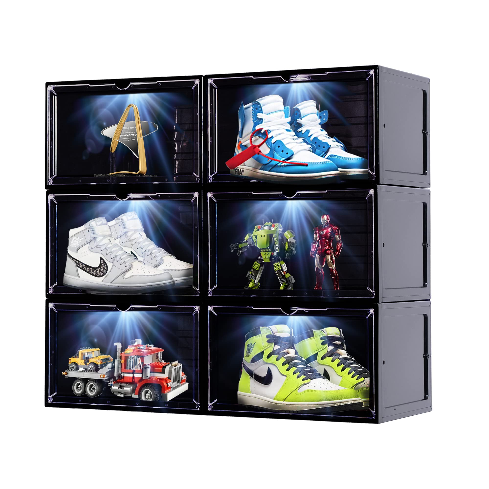 Mua SINUOLIN Shoe Box Shoe Storage Organizer 2024 NEW 6 Pack LED Clear ...
