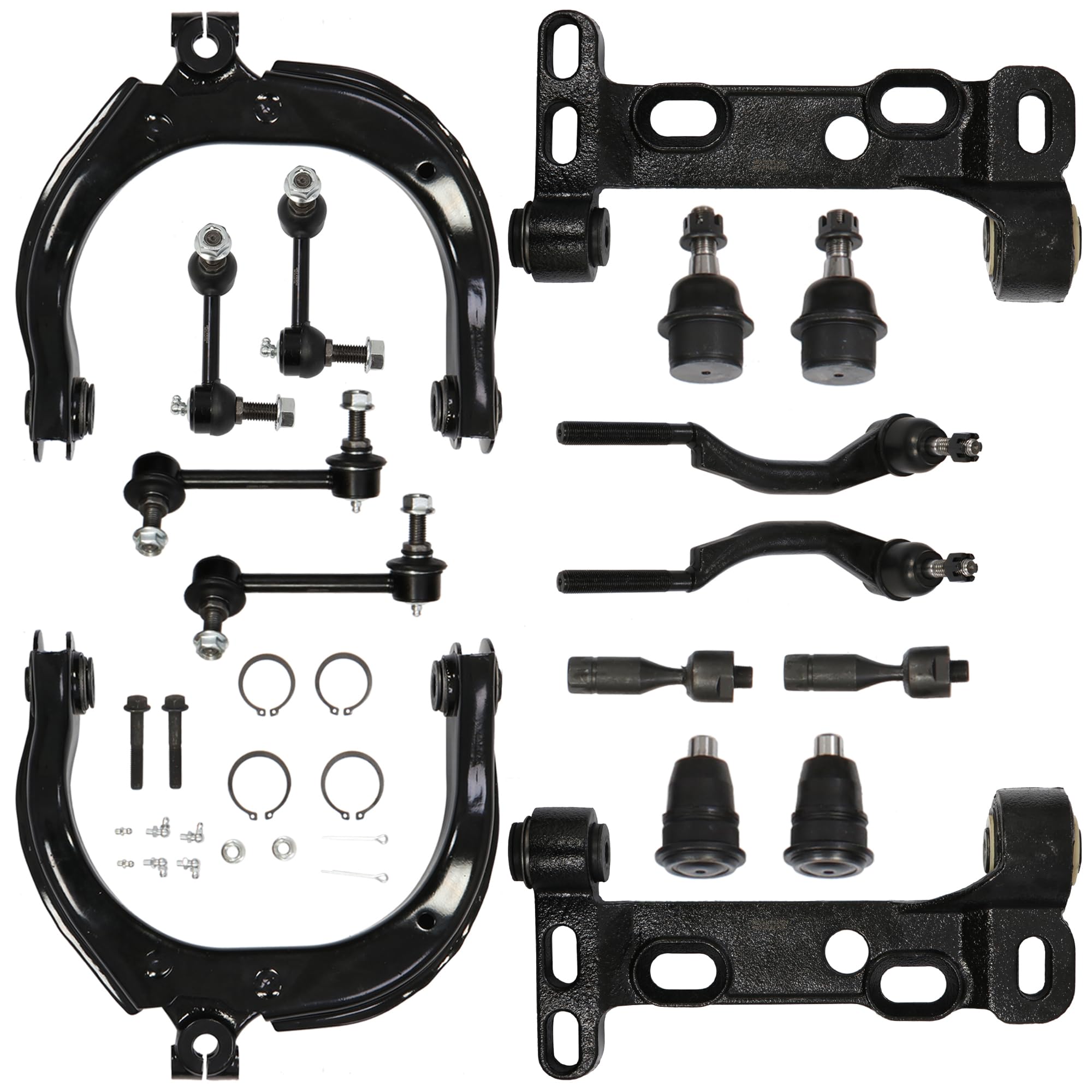 KUIPERAUTO 16PCS Front Upper & Lower Control Arm Suspension Kits K640293 K641135 Compatible with ...