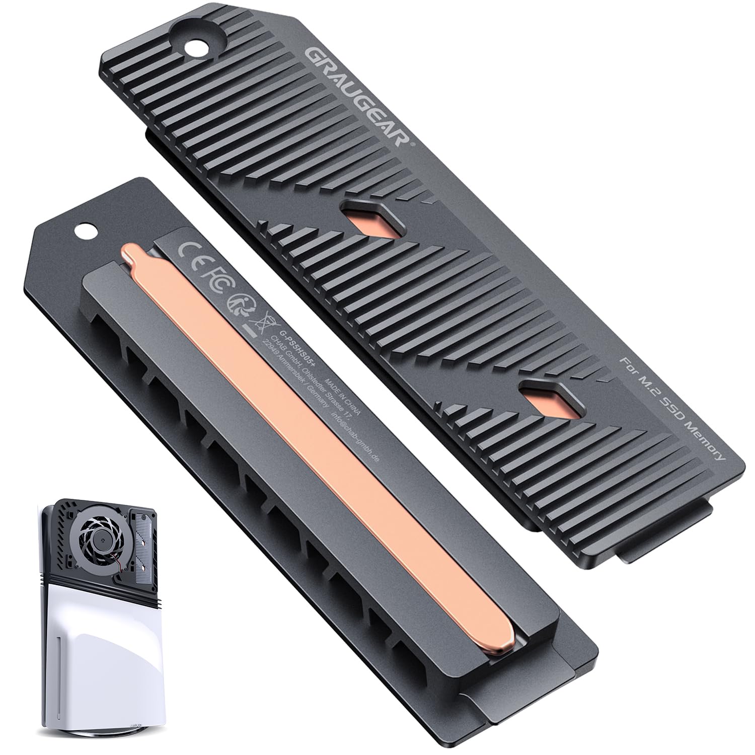 GRAUGEAR PS5 Pro/PS5 Slim M.2 SSD Heatsink with Heatpipe, Integrated ...