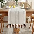 Amazon.com: Laolitou Rustic Table Runner with Tassels, Cotton Linen Farmhouse Table Decoration ...