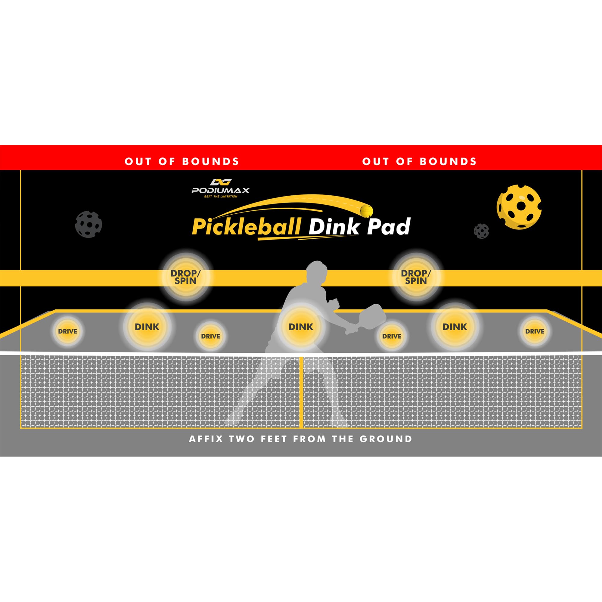 PodiuMax Pickleball Dink Pad for Improved Accuracy and Control, Wall ...