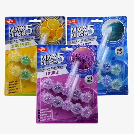 Max Flush 5 Toilet Rim Block Cleaner Mixed Set of 3 (Twin Pack): Amazon ...