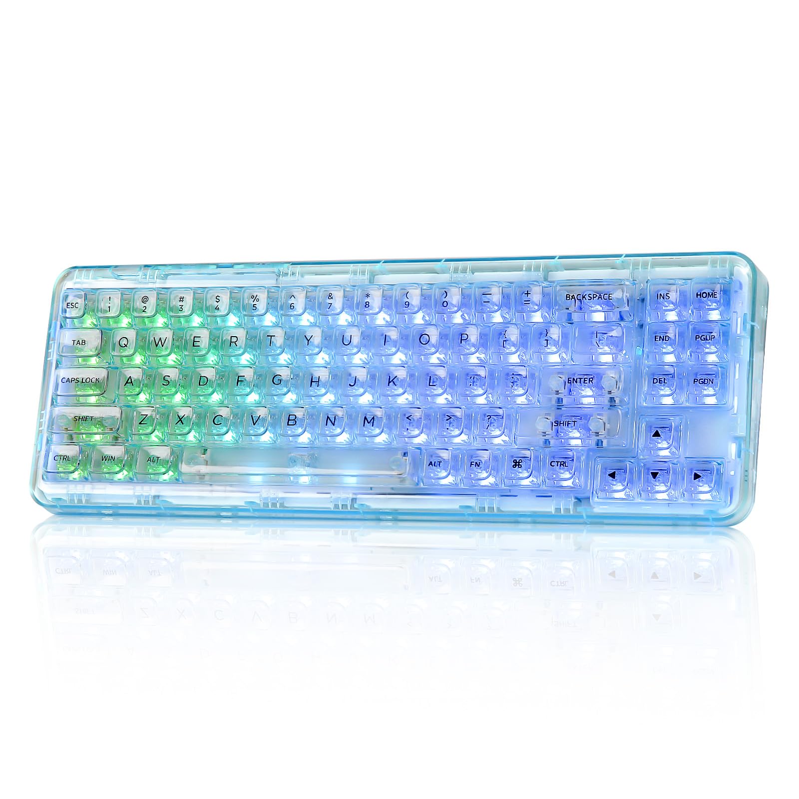 YUNZII X71 Wireless Hot Swappable Transparent Mechanical Keyboard with ...