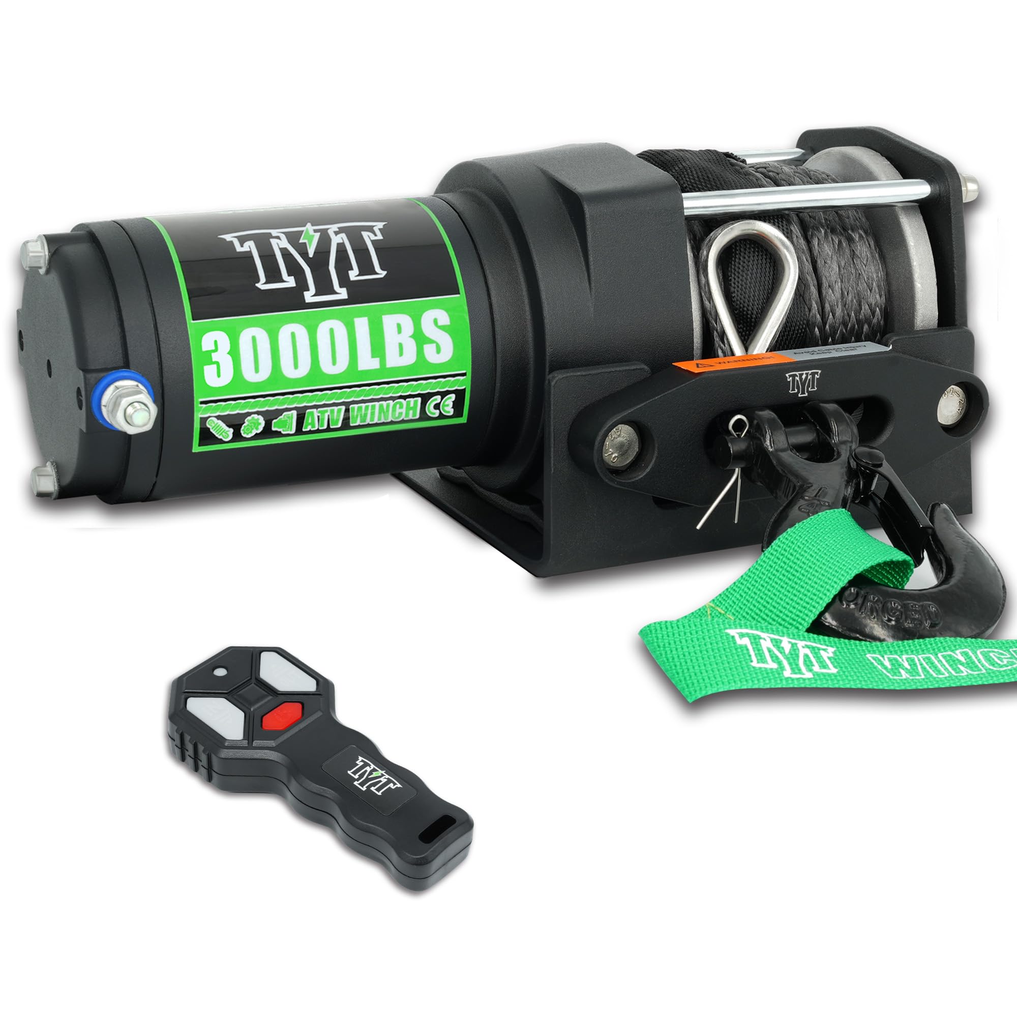 TYT 3000 lb ATV Winch, 12V DC Electric Winch with Wireless Remote and ...