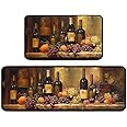 Amazon.com: BOOWEATS 2 Piece Red Wine Kitchen Rug Set, Wine Glasses ...