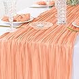 Amazon.com: DeZerlor Peach Cheesecloth Table Runner Boho Gauze Table ...
