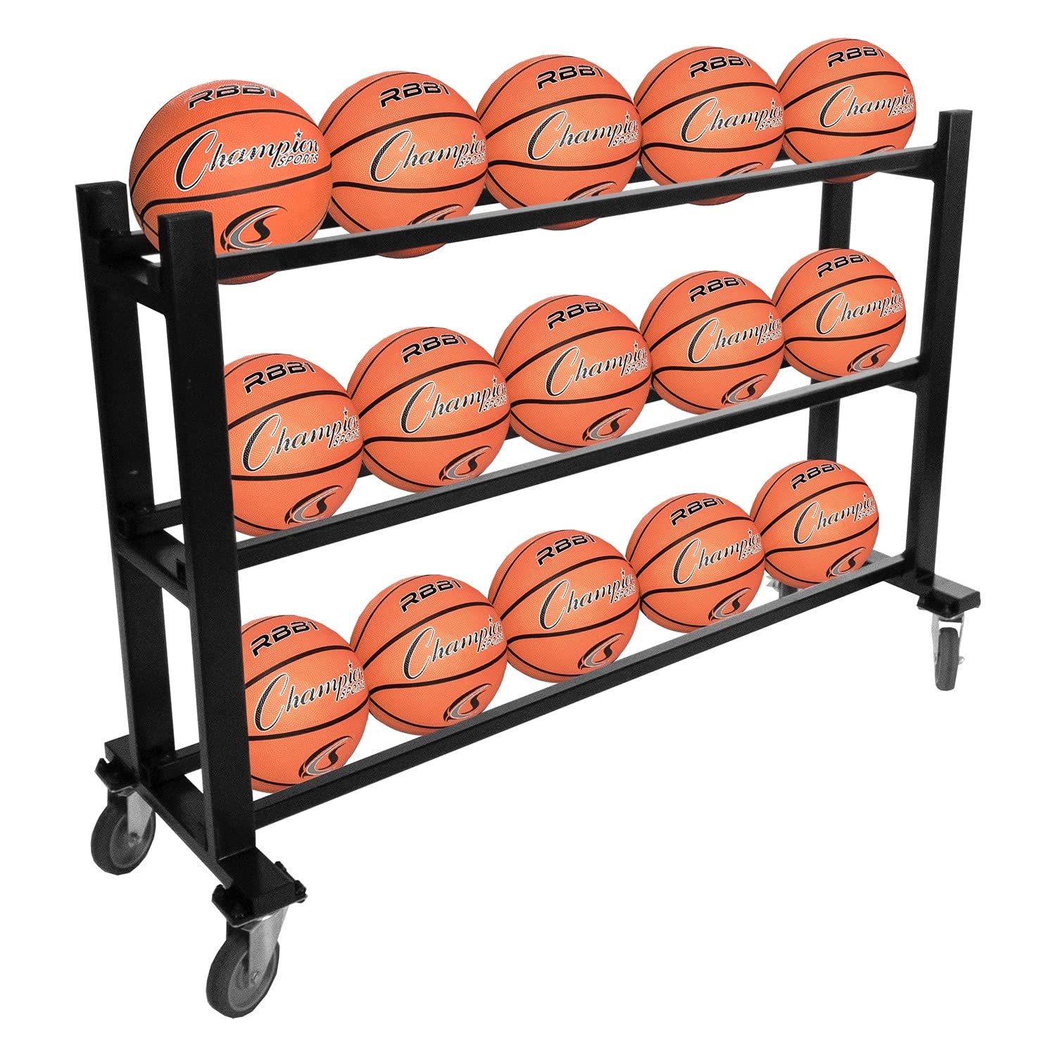 Champion Sports Deluxe Heavy Duty Basketball Storage Rack Cart with ...