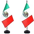 Amazon.com: WXTWK 2 Pack Mexico Flag Mexico Deluxe Desk Flag Set - Mini ...
