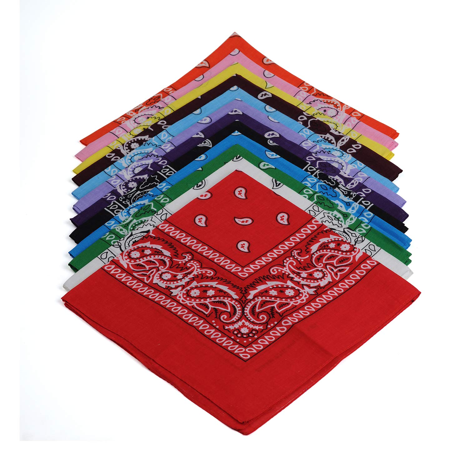 monochef One Dozen/12pcs Assorted Bandanas 22X22 Inch 100% Cotton ...