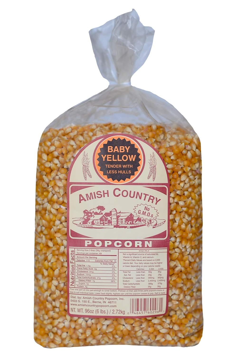 Amish Country Popcorn | 6 lb Bag | Baby Yellow Popcorn Kernels | Old ...