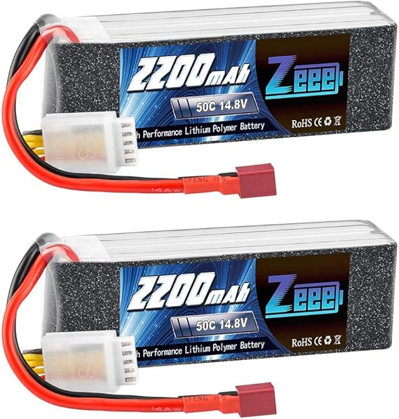 Zeee 4S 2200mAh Lipo Battery 14.8V 50C Soft Case Battery with Deans Connector for RC Car Boat ...