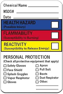 SDS Stickers/MSDS Stickers for Chemical Safty Data 2 X 3 Inches ...