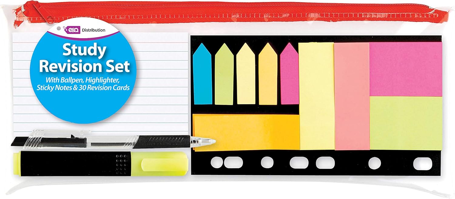 Study Revision Set Plastic Pencil Case Ideal for GCSE School Starters ...