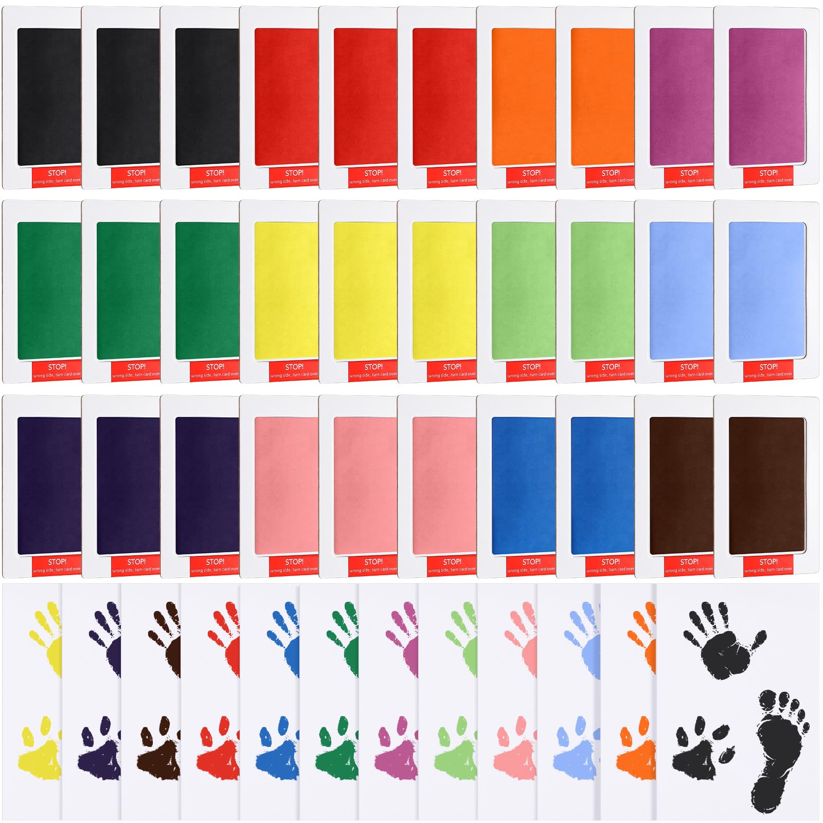 Jetec 30 Pack Inkless Baby Footprint and Handprint Kit Dog Paw Print ...