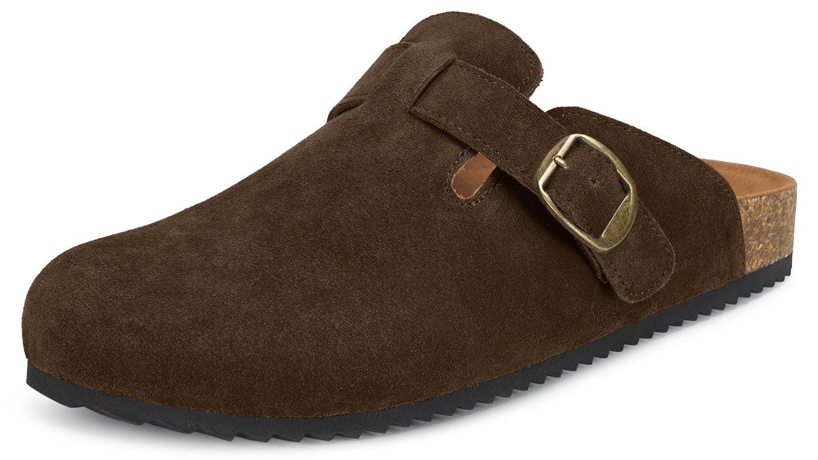 Intini Womens Suede Clogs Mens Leather Mules Cork Footbed Sandals ...