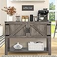 Amazon.com: 4ever2buy Farmhouse Coffee Bar Cabinet, Grey Coffee Bar ...