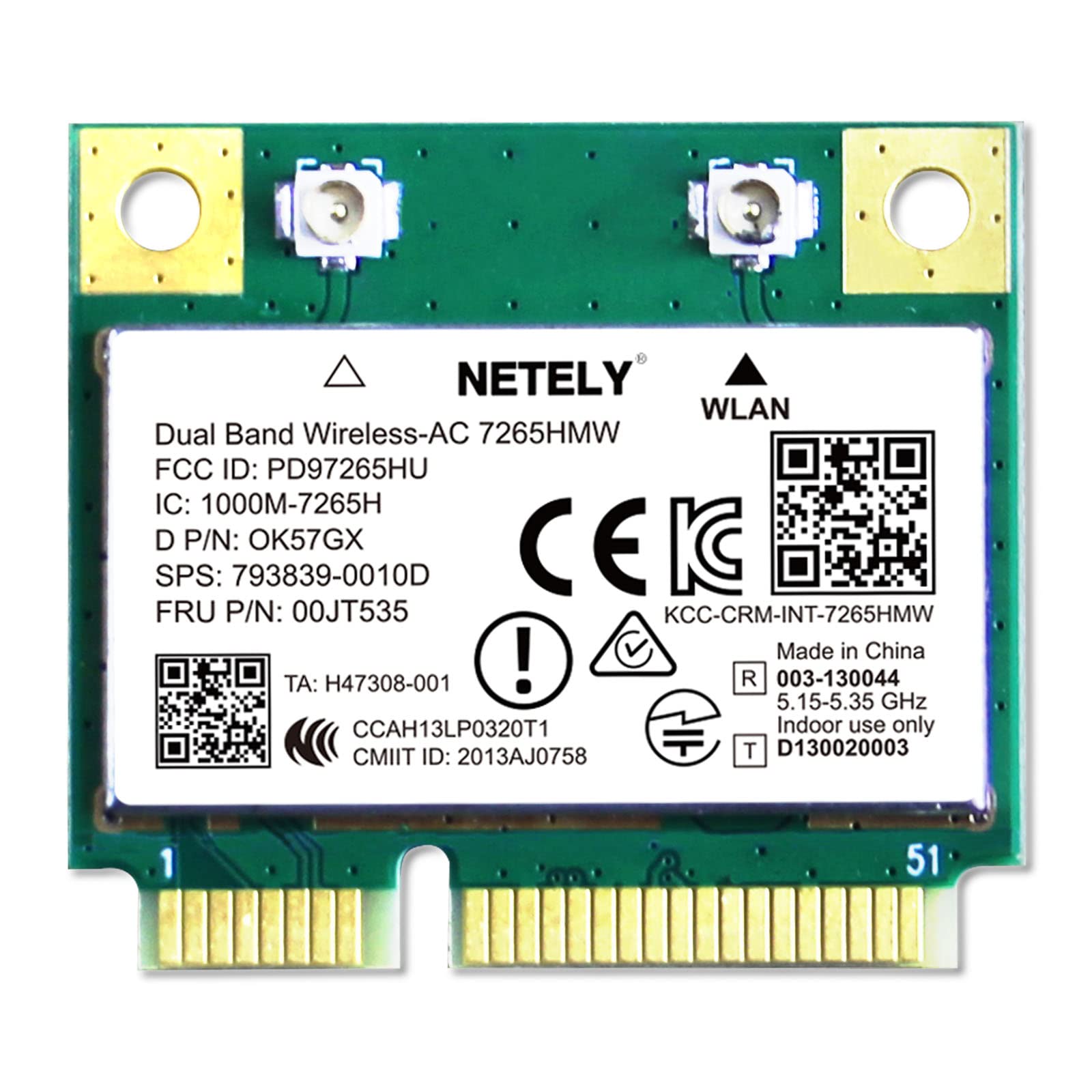 NETELY Wireless-AC 7265HMW Mini-PCIE Interface 1200Mbps WiFi Adapter ...
