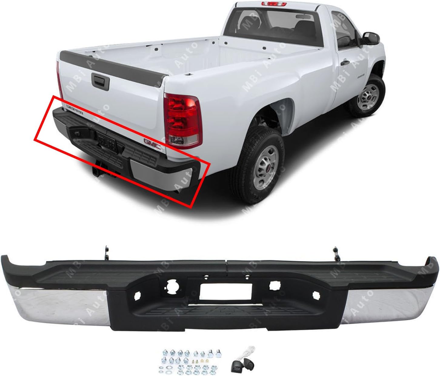 MBI AUTO - Chrome, Steel Rear Bumper Assembly for 2011-2014 Chevy ...