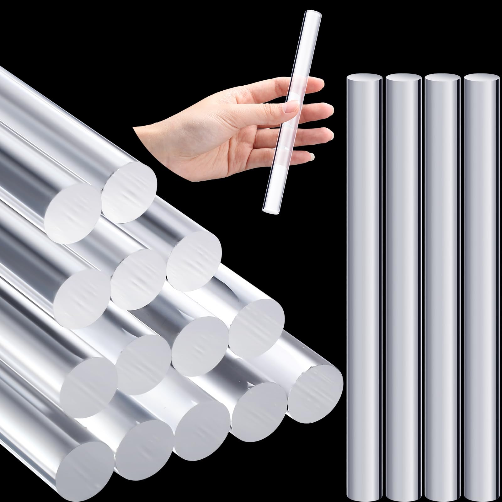 Clabby 14 Pieces Acrylic Clay Roller Plastic Clear Round Tube Roller ...