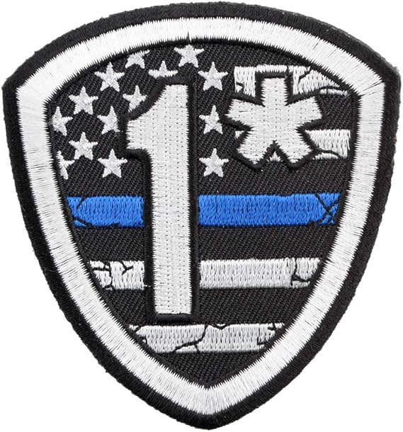 Amazon.com: 1 US Flag Thin Blue Line Shield Patch, Law Enforcement ...