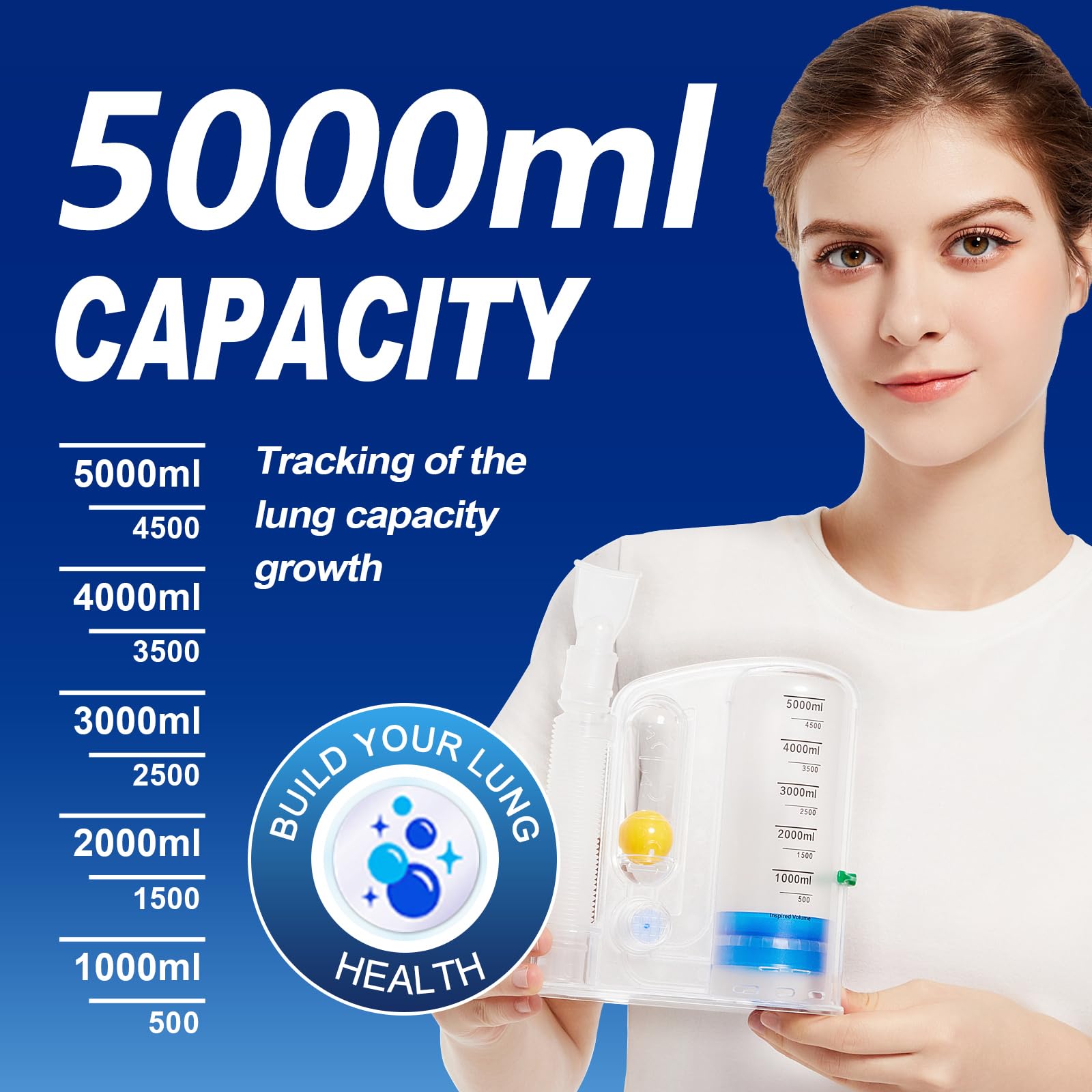 Mua Lung Exerciser Device, Breathing Trainer - 6000ML Inhale Volume ...