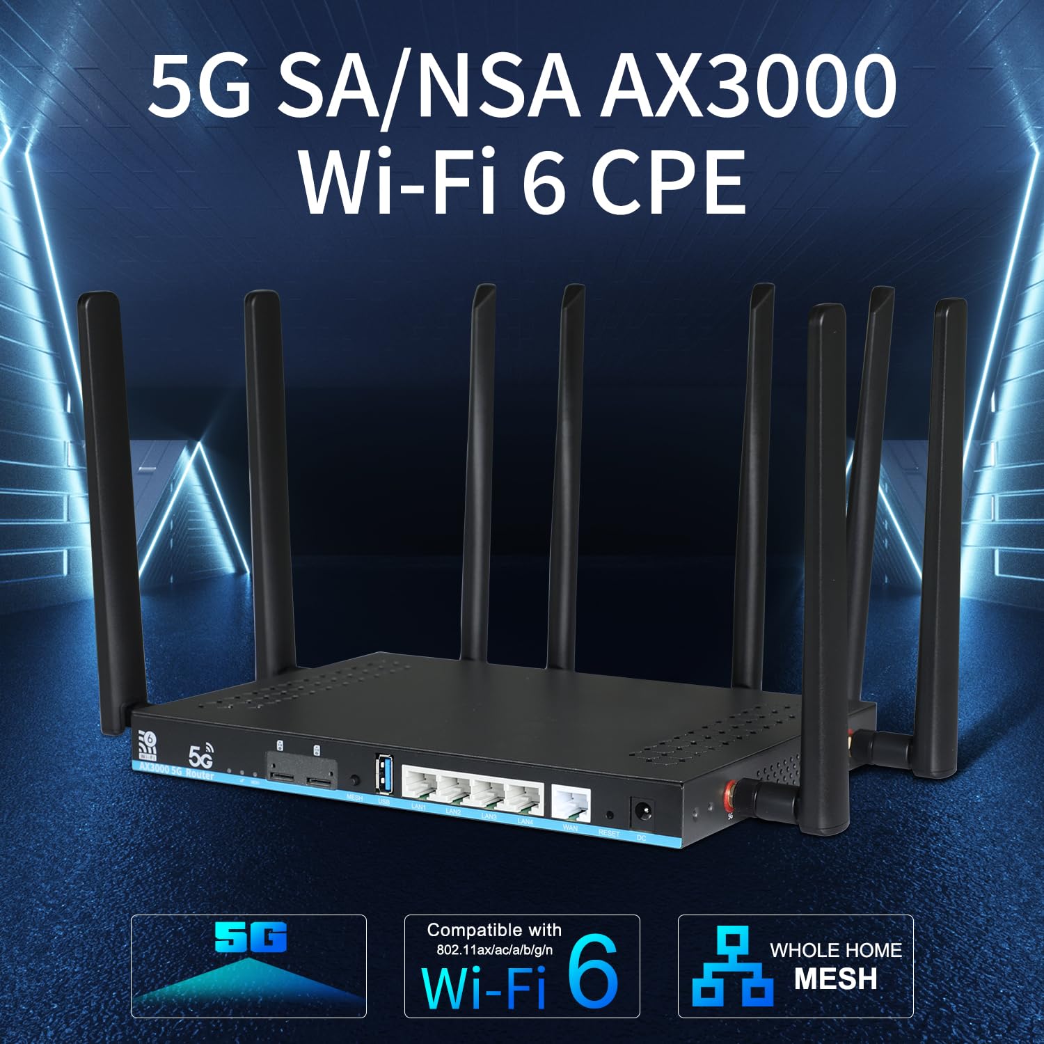 Wilflyer 5G SA NSA AX3000 WiFi 6 CPE Router For Globa Countries,Dual SIM Card Slot Celllular ...