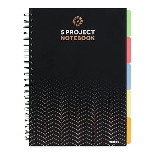 Vabe UK A4 Translucent Project Notebook - 5 Dividers - 200 Pages ( 100 ...
