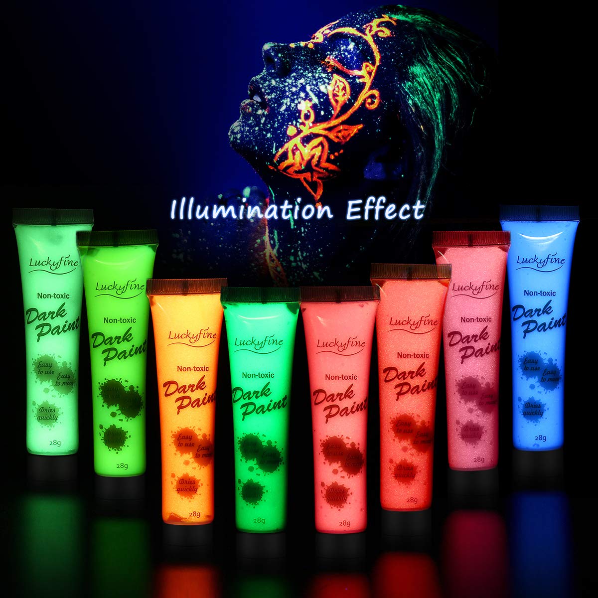 Buy Halloween Luminous Body Painting, Y.F.M UV Glow Fluorescent Colors ...