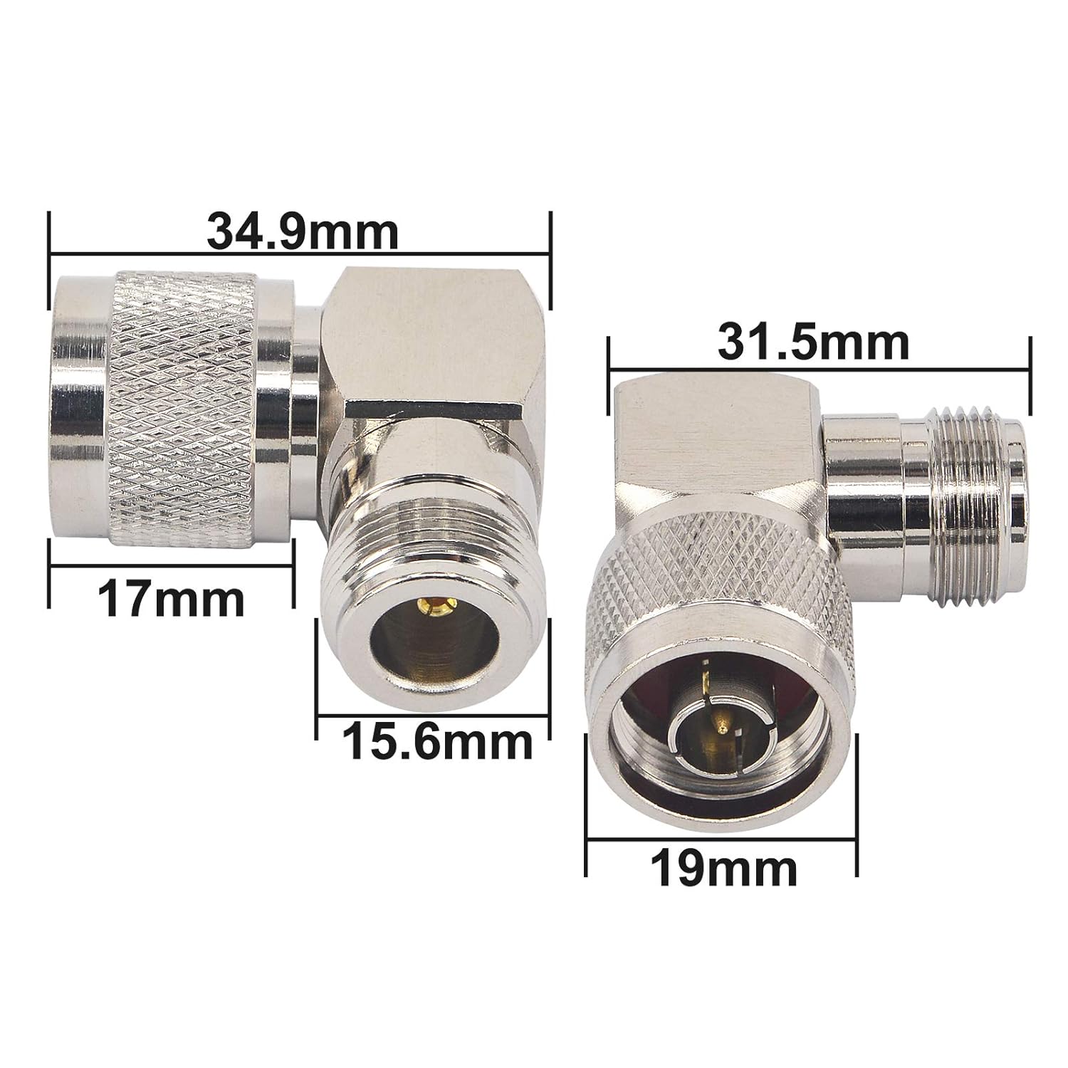 BOOBRIE 2-Pack N Type Adapter Right Angle Connector N Male to Female 90 ...