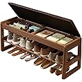 Amazon.com: KASLANDI Shoe Storage Bench with Leather Cushion,2 Tiers ...