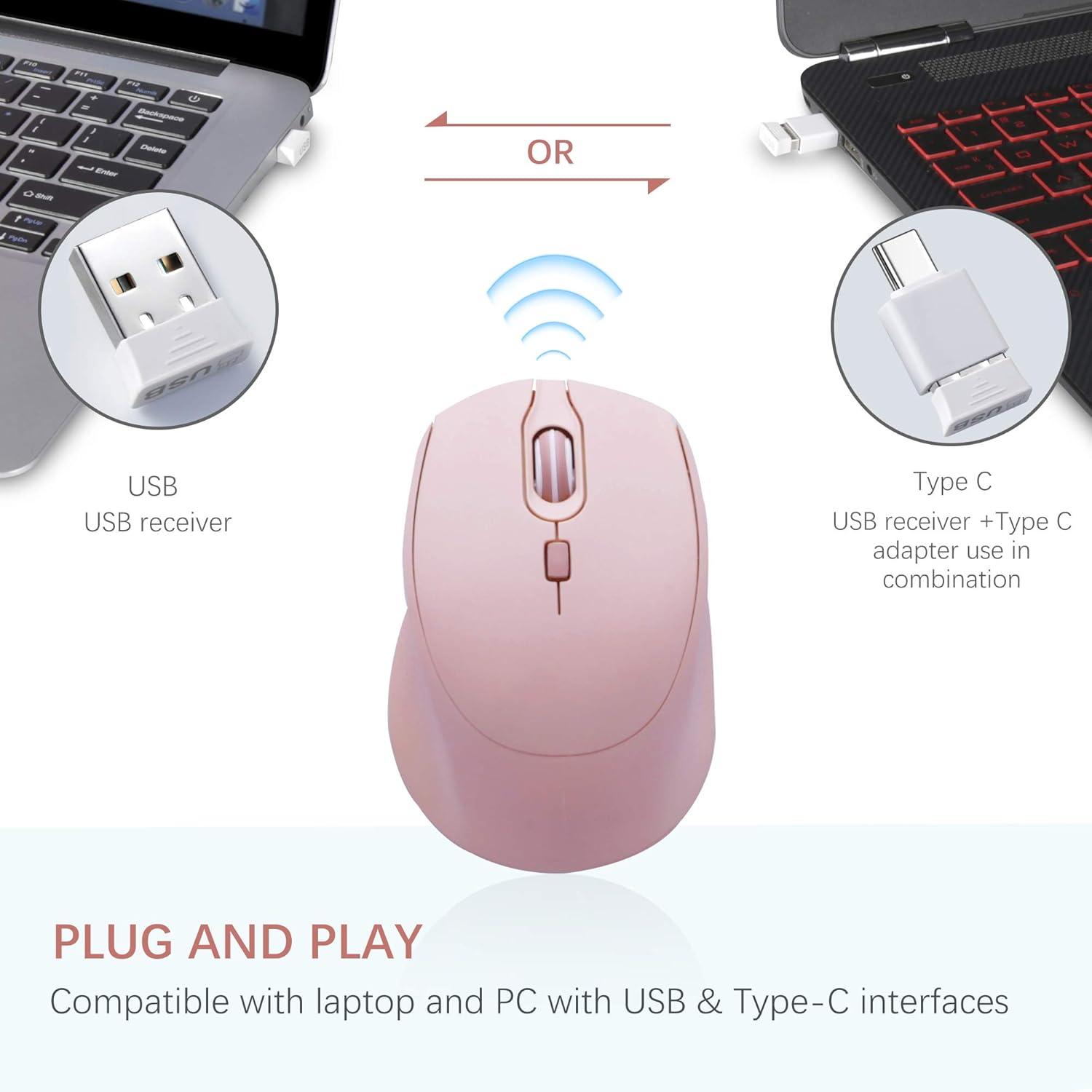Wireless Mouse 2.4G TopMate Office Silent Mouse, Portable Computer ...
