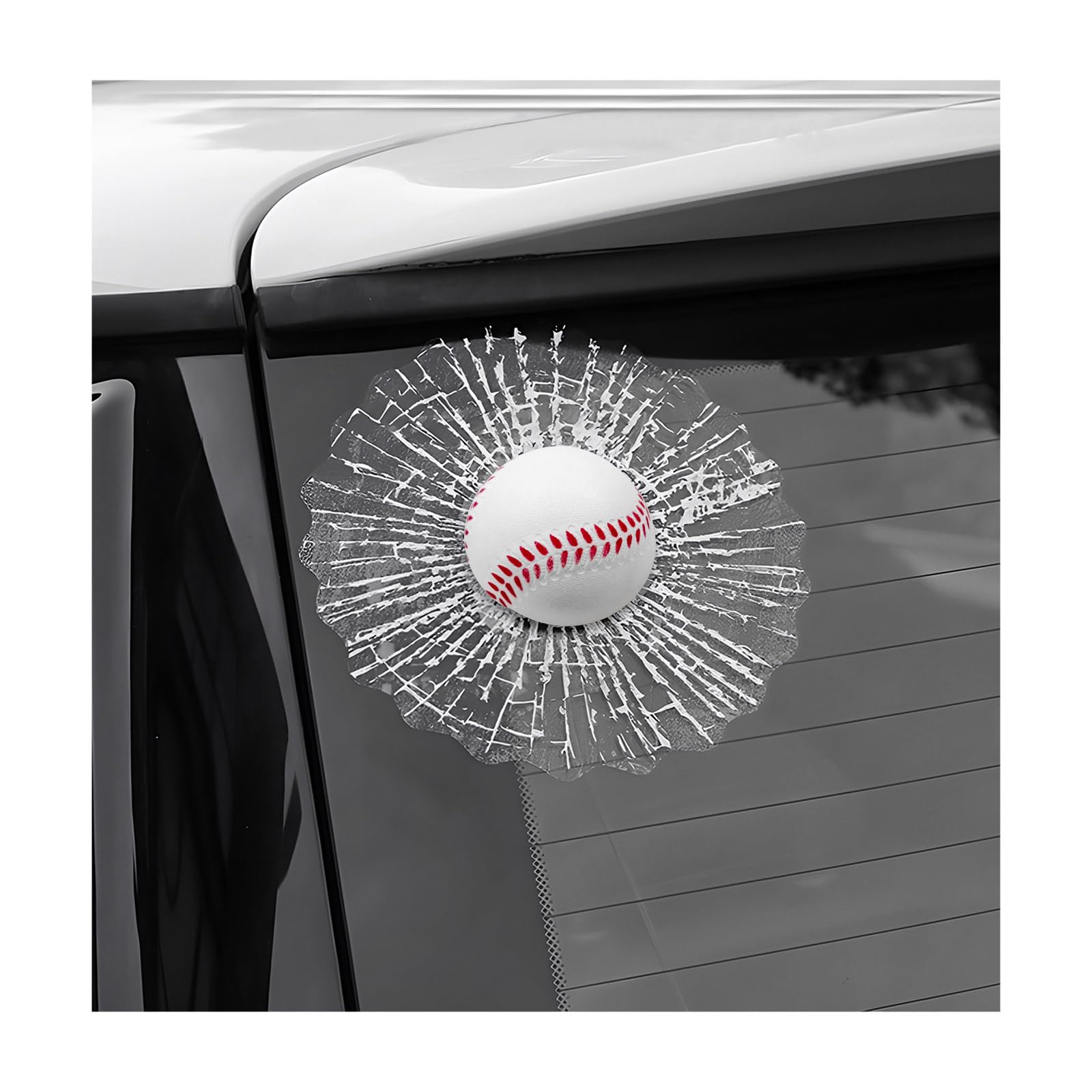 Yourkar 3D Prank Tricky Broken Glass Sticker, Funny 3D Stereo Baseball ...