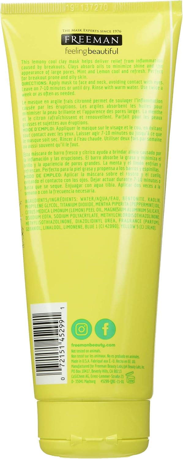 Freeman Feeling Beautiful Mint and Lemon Clay Mask 175 millilitres ...