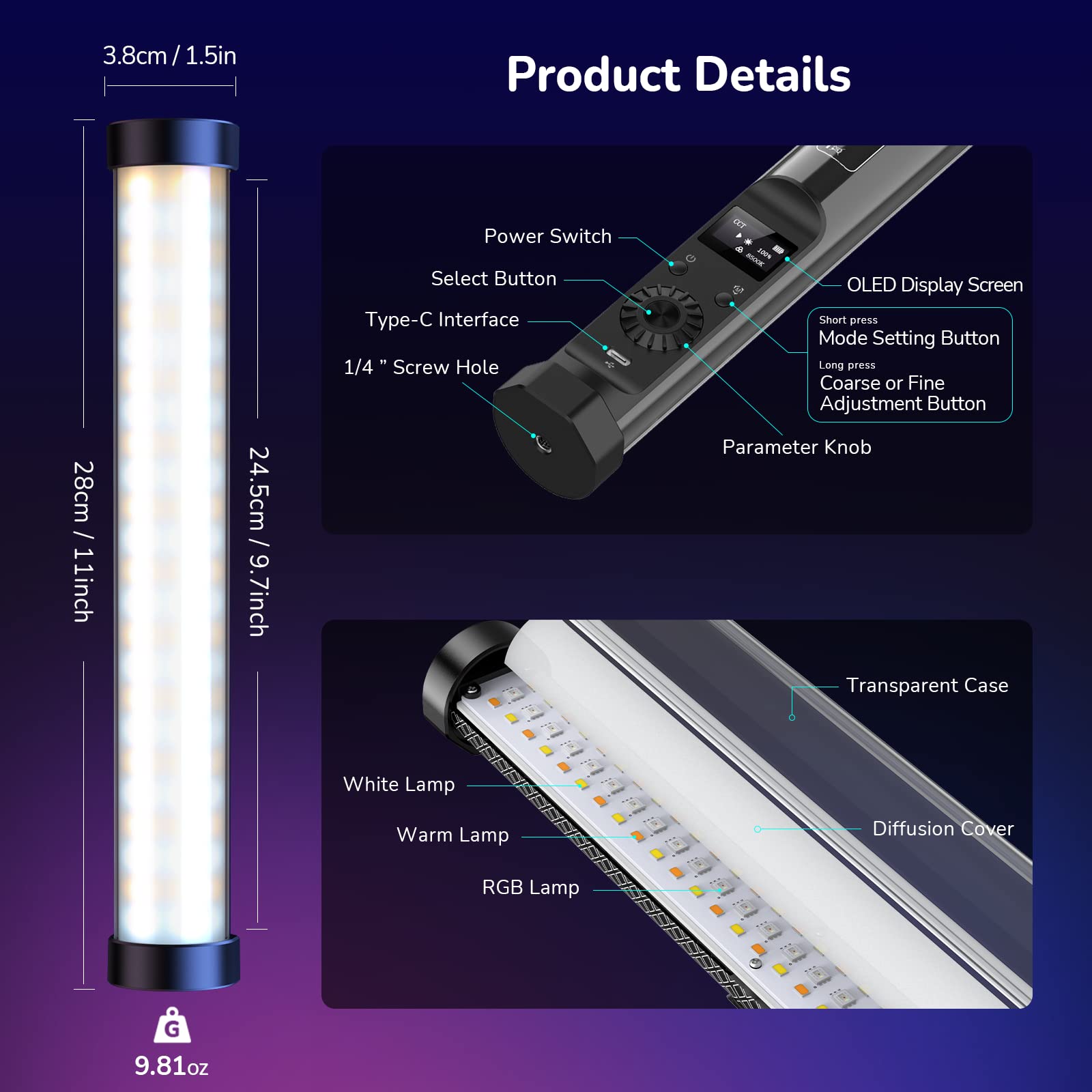 Mua Pixel RGB Handheld Light Wand, LED Video Light with APP Control, 16 ...