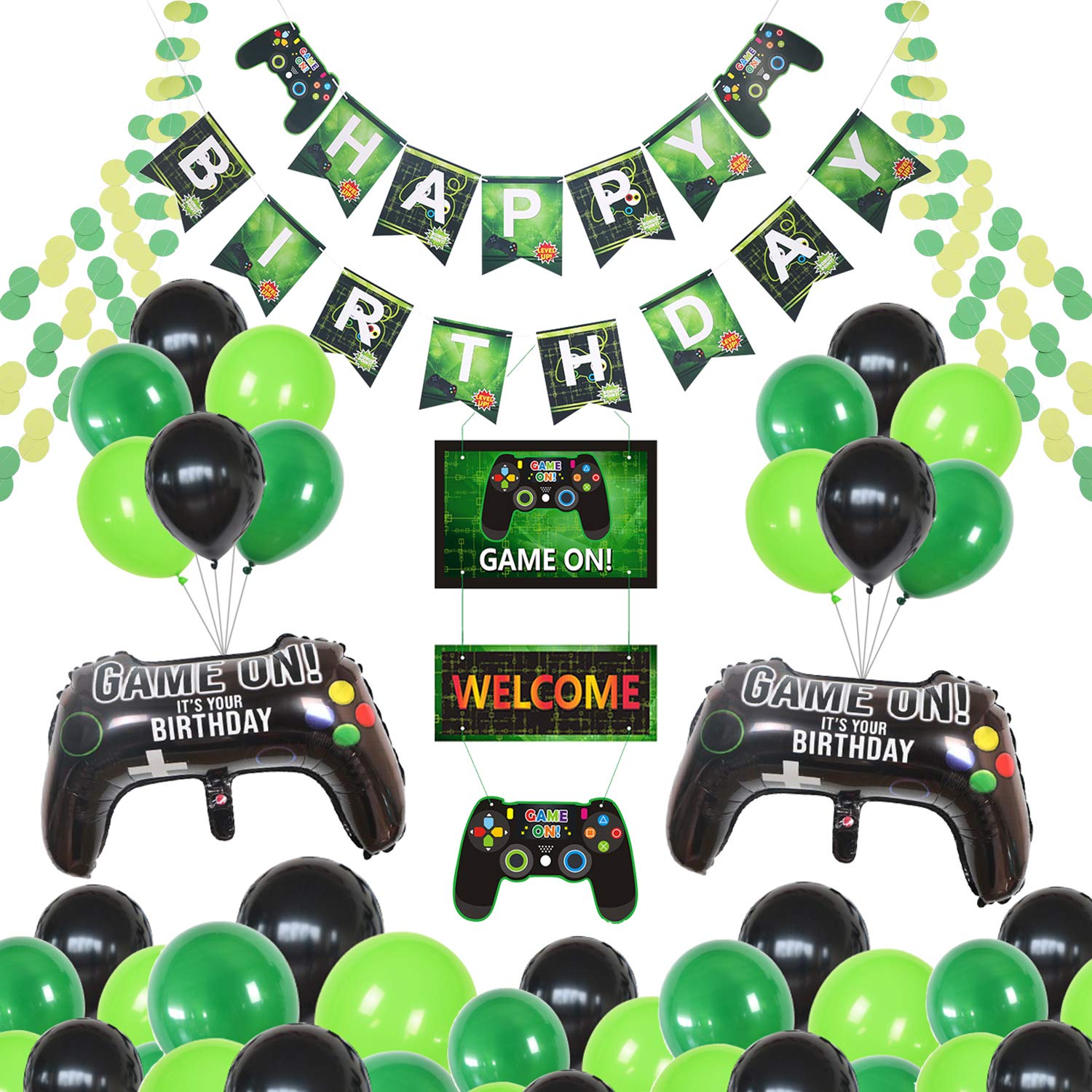 Buy 53 Pieces Video Game Supplies Video Game Birthday Decorations Party ...