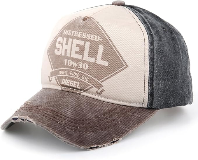 DISTRESSED Shell Casquette de pompiste rétro look usagé - Marron ...