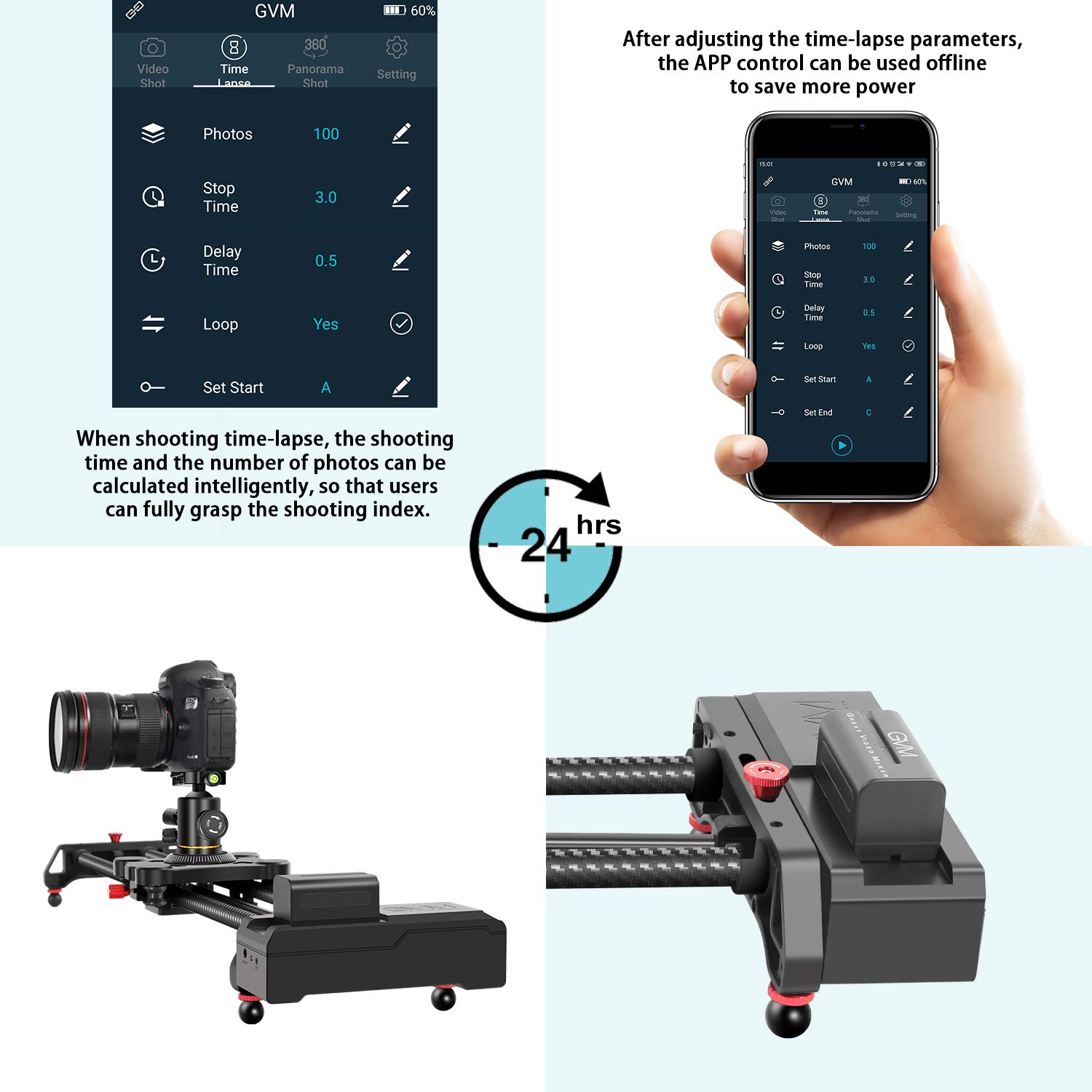 Mua GVM Motorized Camera Slider,31" Wireless Carbon Fiber Dolly Rail ...
