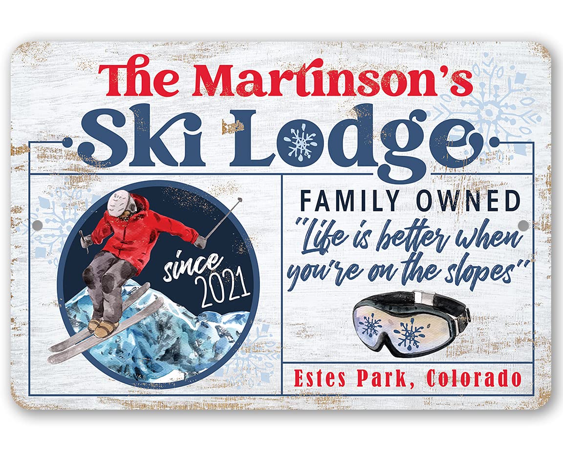 Amazon.com: Personalized Ski Lodge Metal Sign - Durable Metal Sign - 8 ...