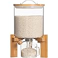Amazon.com: HBlife Glass Rice Dispenser with Wooden Stand Flour and ...