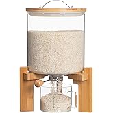 Amazon.com: HBlife Glass Rice Dispenser with Wooden Stand Flour and ...