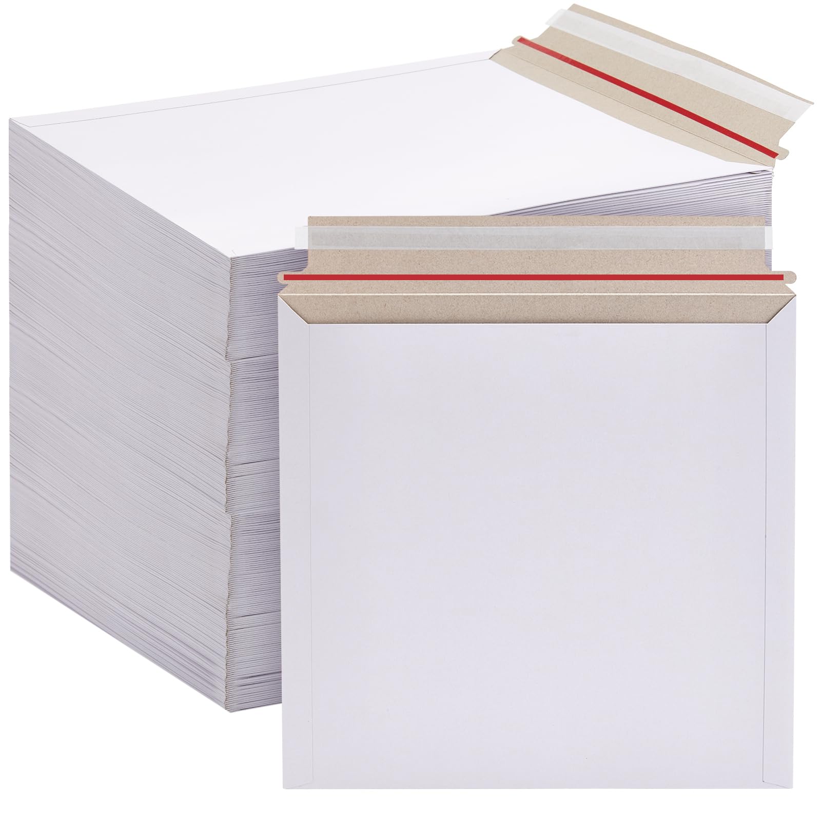 Affrolling 100 Pcs 12 x 12 Inch Rigid Mailers White Cardboard Envelopes ...