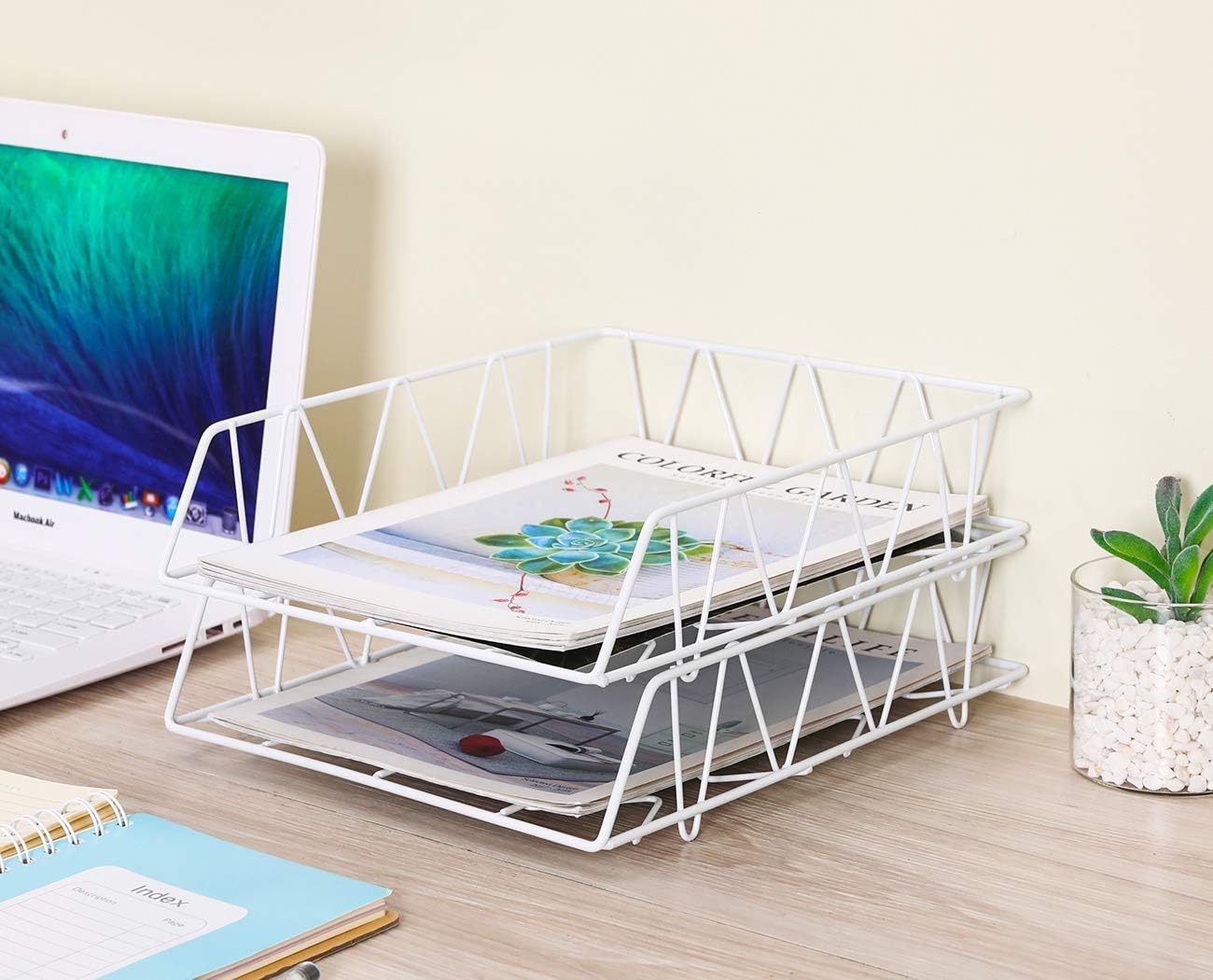 EasyPAG 2 Tier Stackable A4 Filing Trays Office Desk Tidy File Holder ...