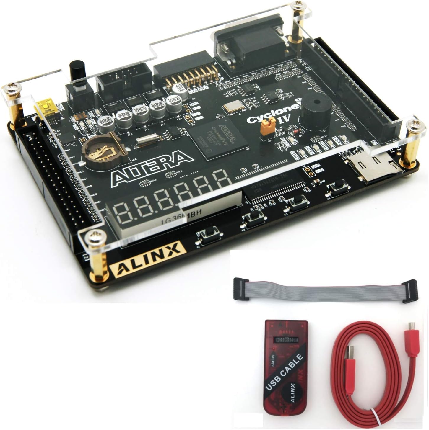 ALINX AX301C: ALTERA Cyclone IV EP4CE6 (FPGA Development Board + USB Downloader): Amazon.com.mx ...