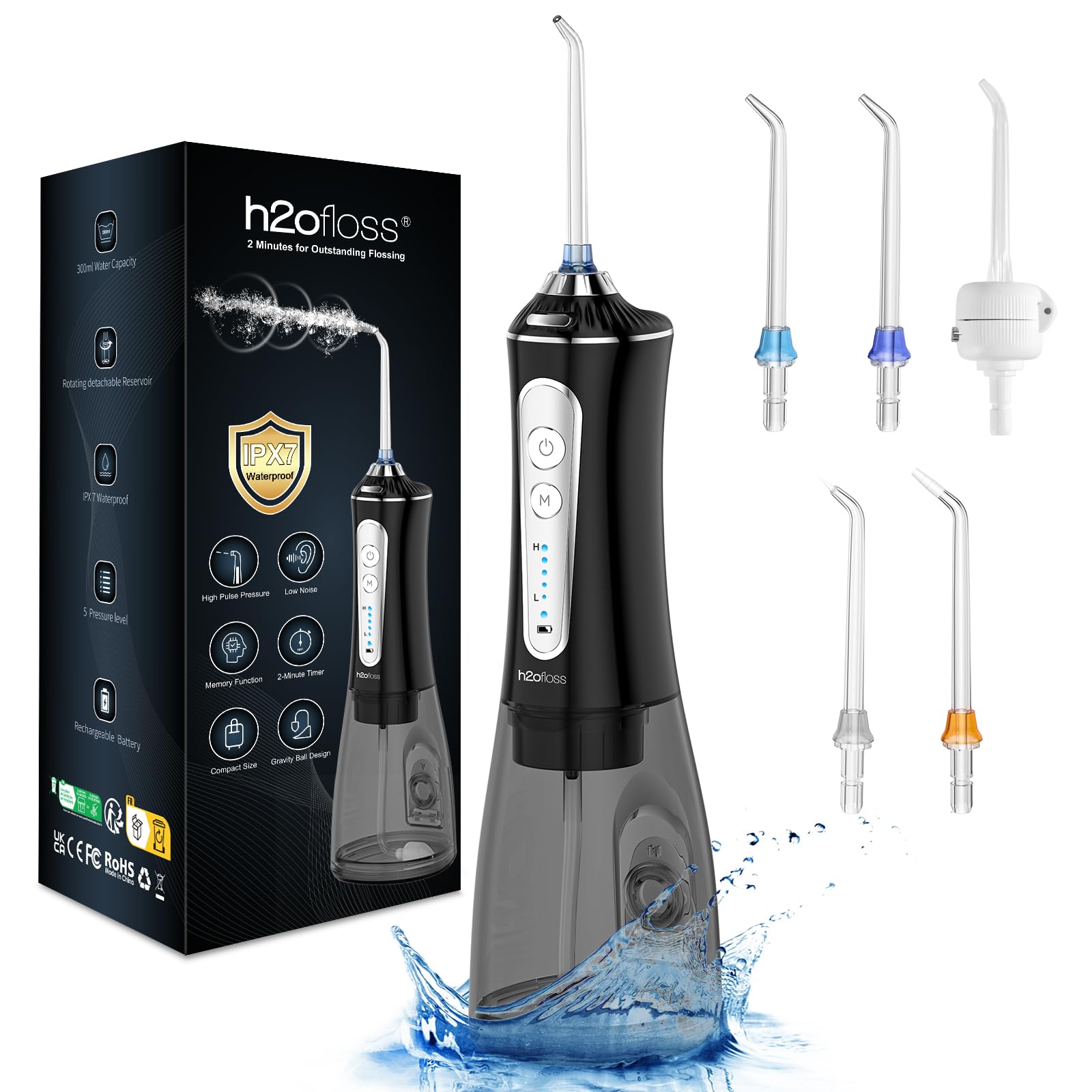 H2ofloss Water Dental Flosser for Teeth Cleaning,Cordless Water Teeth ...