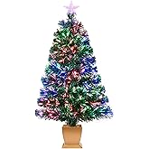 Amazon.com: 24inch Green Fiber Optic Christmas Tree,Pre-Lit Artificial Mini Christmas Tree ...