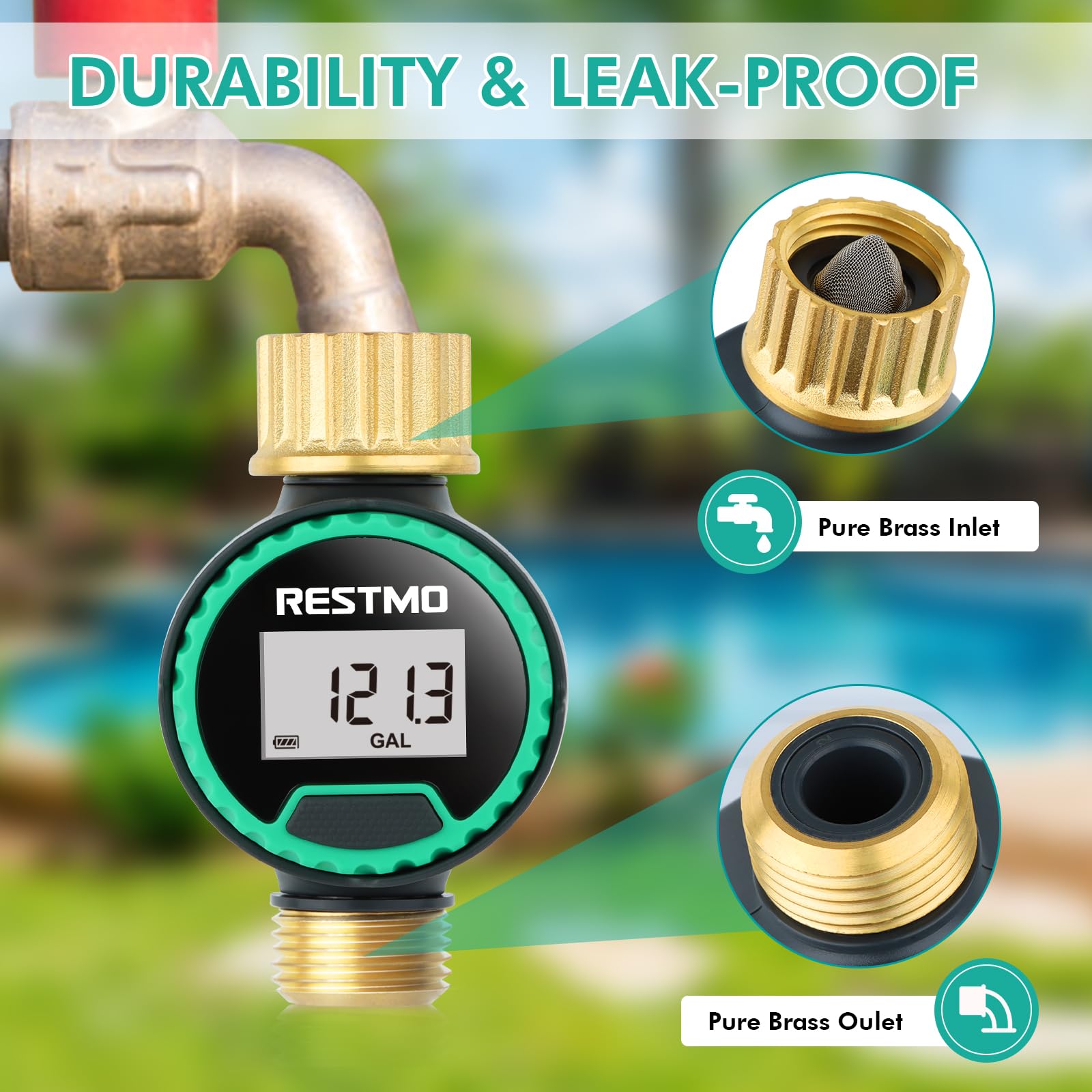 Mua RESTMO Water Flow Meter with 360° Rotatable Control Panel, Brass ...