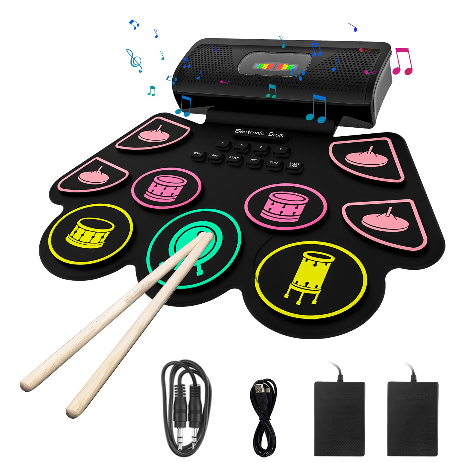 Mua Lamir Electronic Drum set for Kids 9 Drum Pads withRoll Up Drum Kit ...