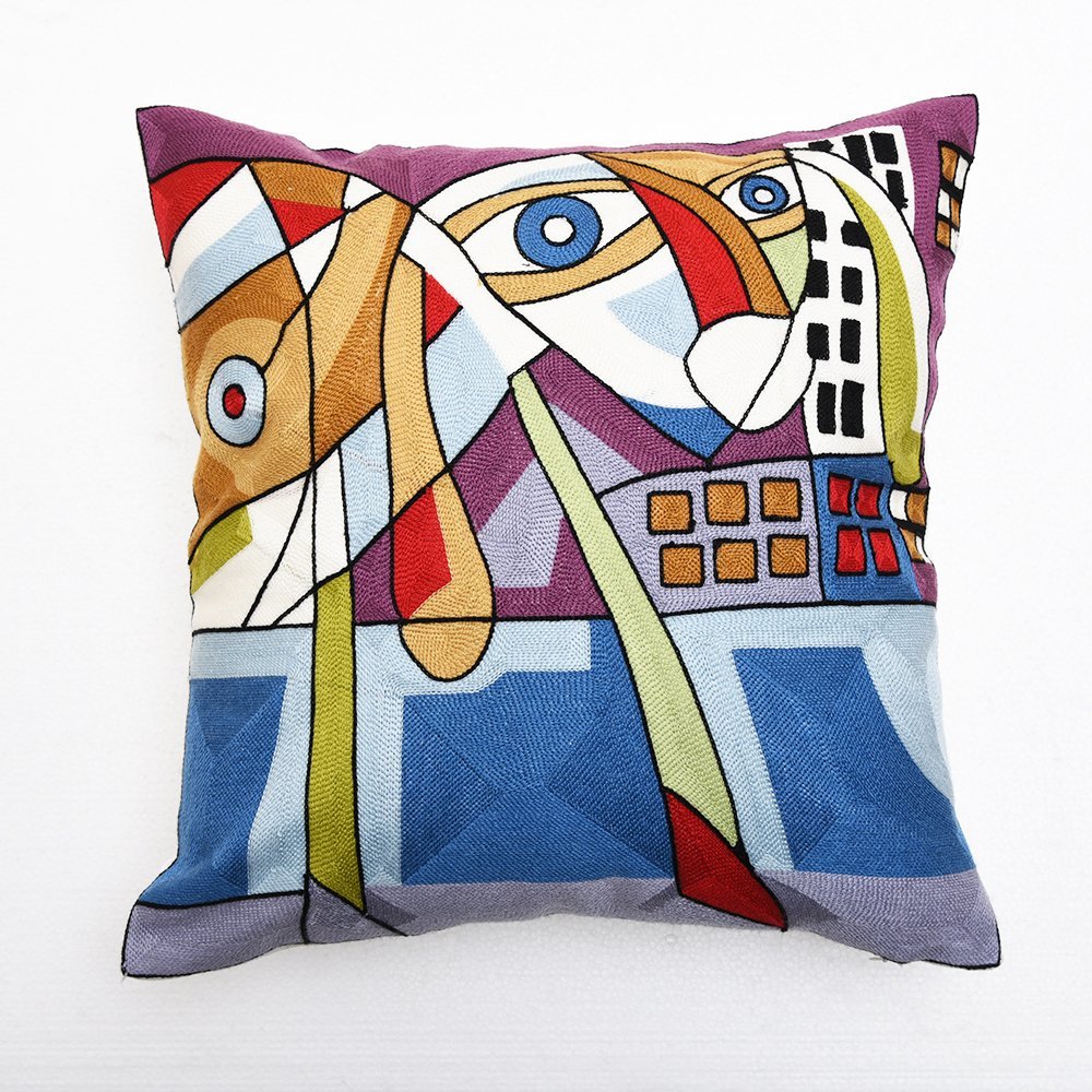 18"x18" Embroidery Picasso Abstract Painting Portrait Pattern Pillow ...